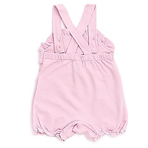 Disney Minnie Mouse Infant Baby Girls French Terry Short Overalls T-Shirt and Hat 3 Piece Outfit Set Pink 18 Months