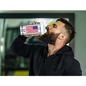 American Flag USA Shaker Bottle | 24 oz | Distressed Grunge Texture with Tri-colored USA Print || Made from Durable Tritan Plastic || Patriotic Protein Mixer