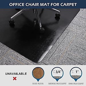 Chair Mat for Carpet, SALLOUS 60" x 46" Office Chair Mat for Carpeted Floors, Heavy Duty Chair Mat with Grips, Floor Protector Rolling Computer Desk Mat for Home Office (Black, Rectangular)