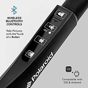 Polaroid 40 Inch Selfie Stick With Integrated Bluetooth Remote Release In Grip For IOS and Android Bluetooth Camera Devices and Digital Cameras