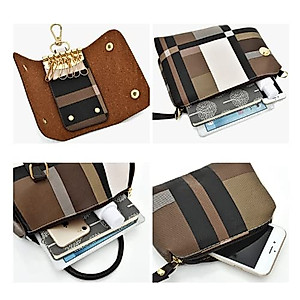 Women Fashion Handbags Wallet Tote Bag Shoulder Bag Top Handle Satchel Purse Set 4pcs (Brown)