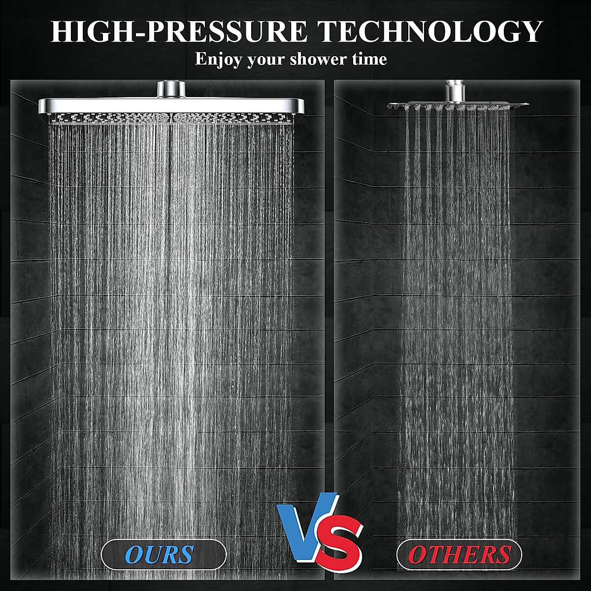 Veken 13.39 Inch High Pressure Rain Shower Head Combo with Extension Arm- Wide Rainfall Showerhead with 5 Handheld Water Spray - Adjustable Dual Showerhead with Anti-Clog Nozzles - Silver Chrome