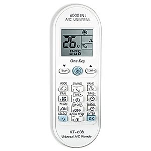 Universal Air Conditioner Remote Control for All Most All Barnds of A/C Toshiba PANASONIC SANYO FUJITSU Conditioning KT-e08 6000 in 1 One Key Series