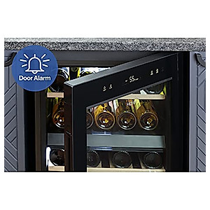 Haier Wine Cooler & Beverage Refrigerator | Mini Wine Fridge Complete With Dual-Zone Temperature Control, Triple-Pane Glass, Door Alarm & LED Interior Lighting | Fits 44 Wine Bottles | Black
