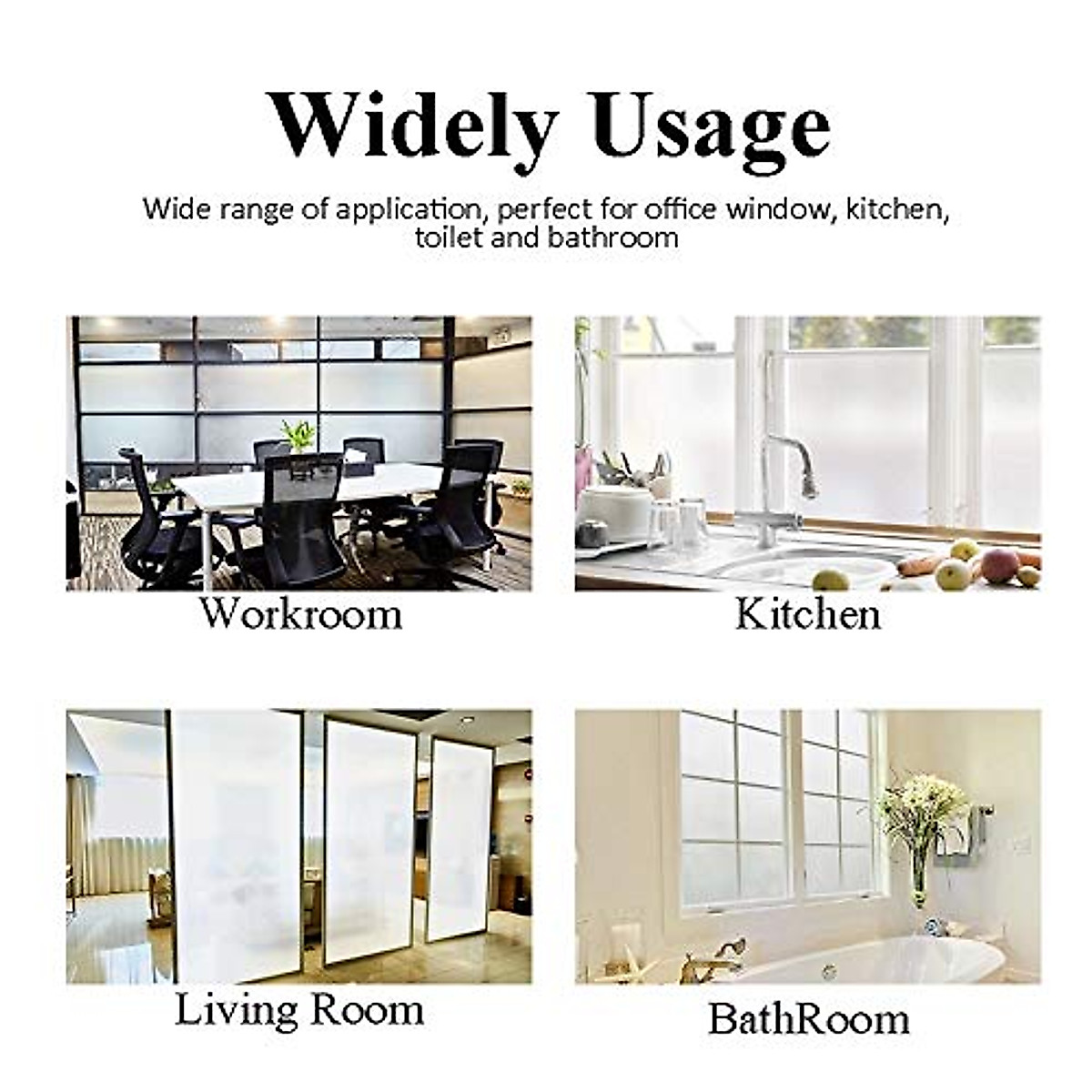 Niviy Etched Privacy Window Film Frosted Glass Static Cling Non Adhesive Window Frost Film for Home Office, 17.5 inch x 78.7 inch