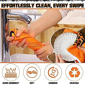 Oudain 6 Halloween Kitchen Towels and Dishcloths Set Pumpkin Castle Bat Happy Halloween Dish Towels Spooky Halloween Hand Towels Trick or Treat Absorbent Drying Tea Towel for Bathroom Cooking Baking