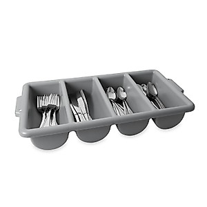 Rubbermaid Commercial Products 4-Compartment Cutlery Bin, Gray, Silverware Tray for Restaurant/Kitchen Use