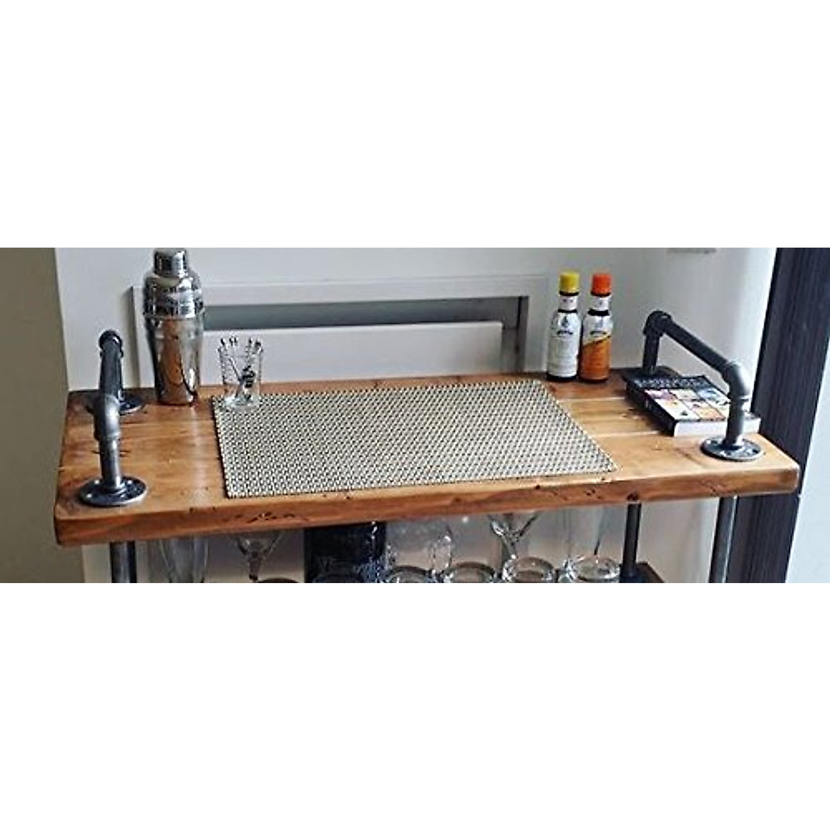 WGX Design For You Wood and Metal Wine Rack with Wheels Kicthen Bar Dining Room Tea Wine Holder Serving Cart Furniture