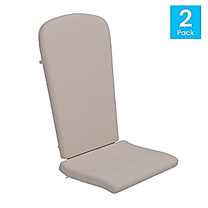 BizChair Set of 2 All Weather Indoor/Outdoor High Back Adirondack Chair Cushions, Patio Furniture Replacement Cushions - Cream