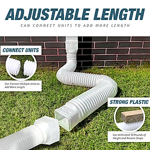 Gutter Downspout Extensions 2 pack, water gutter, Gutter Extension Flexible with Unit Bit Downspout Extension White Downspout Extender Downspout Diverter Downspout Drain Extension