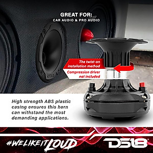 DS18 PRO-HT1 Twist on Slim Profile Exit Horn ABS/PC Plastic Waveguide for Drivers with 1" Throat, 1.77" Depth, 4.5" Diameter - Short Exit Horn Wave Guide for Compression Drivers