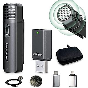 Lewinner Wireless Lavalier Microphone for Computer, iPhone, iPad, Android, Laptop, Speaker, 48KHz Plug & Play Lapel Mic for YouTube, Facebook, TikTok, Vlog, Zoom - Noise Reduction/Auto Sync