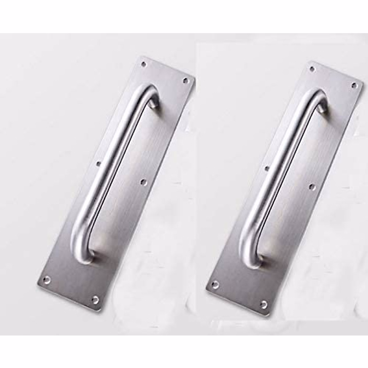 SUYA 12 Inches Push Pull Door Handles Premium Commercial Sliding Barn Door Handle Pull and Push Plate Hardware Set for Front/Back Door/Mark/Restaurant/High Traffic Areas,Satin Nickel Finished(2pcs)