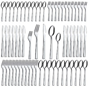 Silverware Set, Hunnycook 60-piece Silverware Set for 12, Stainless Steel Flatware Set, Include Fork Knife Spoon Set, Mirror Polished, Dishwasher Safe, Cutlery Set for Home Kitchen Restaurant