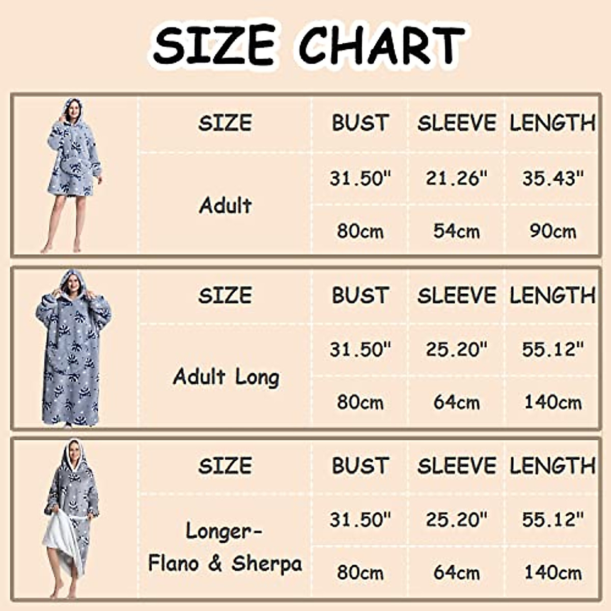 Très Chic Mailanda Wearable Blanket Hoodie for Women Oversized Cozy Blanket Sweatshirt with Sleeves and Giant Pockets for Adult Men