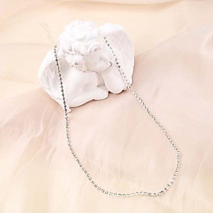 Allereyae Vintage Crystal Tennis Leg Chain Silver Rhinestone Body Chain Round Cut Tennis Thigh Chain Minimal Cz Leg Chain Jewelry for Women and Girls (Silver)