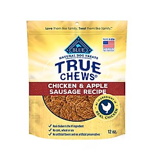 Blue Buffalo True Chews Dog Treats, Made in the USA with Natural Ingredients, Chicken and Apple Sausage Recipe, 12-oz Bag