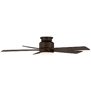 Casa Vieja 52" Grand Palm Modern Outdoor Hugger Ceiling Fan with Dimmable LED Light Remote Control Oil Rubbed Bronze White Opal Glass Damp Rated for Patio Exterior House Porch Gazebo