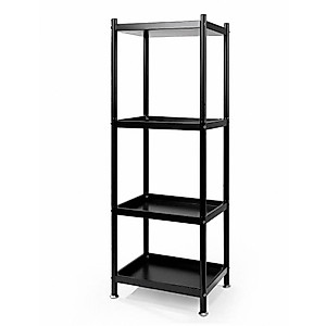 MAGCOLOR Metal Shelving Unit 4 Tier Baked Zinc Stainless Steel Storage Shelves Rack for Kitchen,Laundry Room, Garage or Office Shelving Heavy Duty, 43” H x17.3” W x 16.7” D Black (Unassembled)