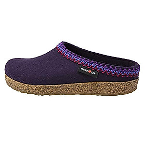 HAFLINGER Unisex Grizzly Zig Zag Wool Clogs, Eggplant, 42EU