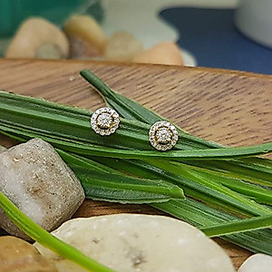 Dazzlingrock Collection 0.20 Carat (ctw) 10K Round White Diamond Ladies Cluster Style Stud Earrings 1/5 CT, Yellow Gold