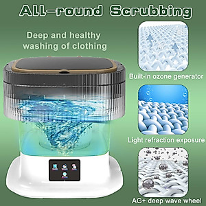 Mini Washing Machine,12L Foldable Washer and Dryer Combo, Collapsible Mini Washer for Underwear, Baby Clothes Apartments, Dormitories (Green)