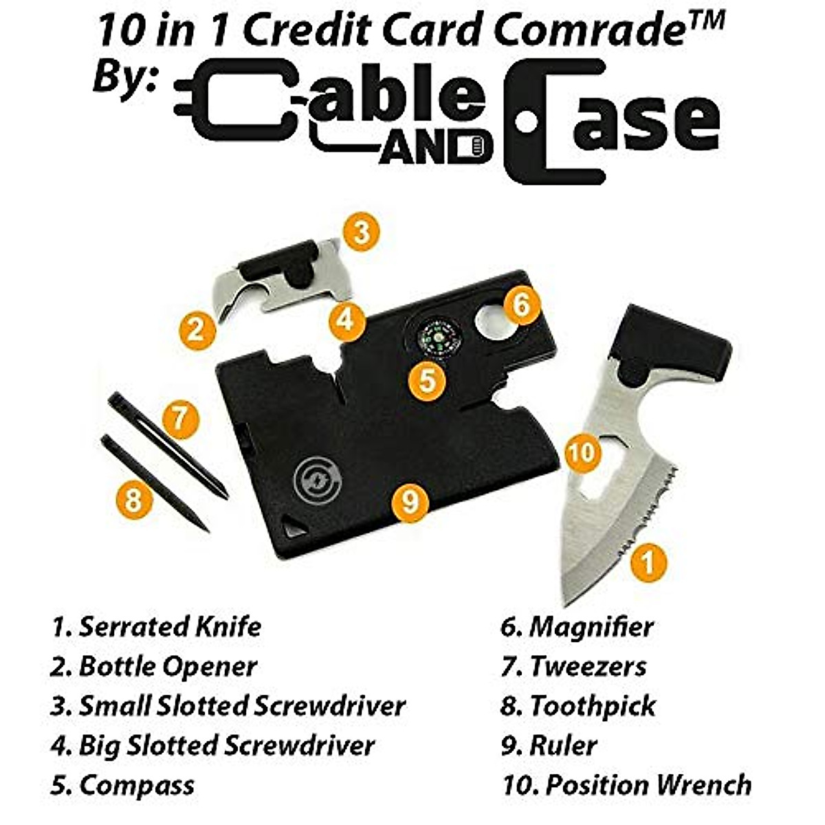 Gifts - Husband Wife Brother Pocket Knife Credit Card Tool Set Men - Guys & Girls Gift - Survival Multitool Set By Cable And Case - Wallet Blade - Dad, Boys, Mom, Wife, Boyfriend