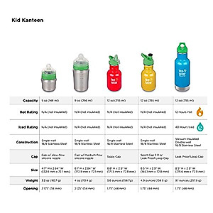 Klean Kanteen Kid Baby Bottle with Lid, Brushed Stainless, One Size/9 oz