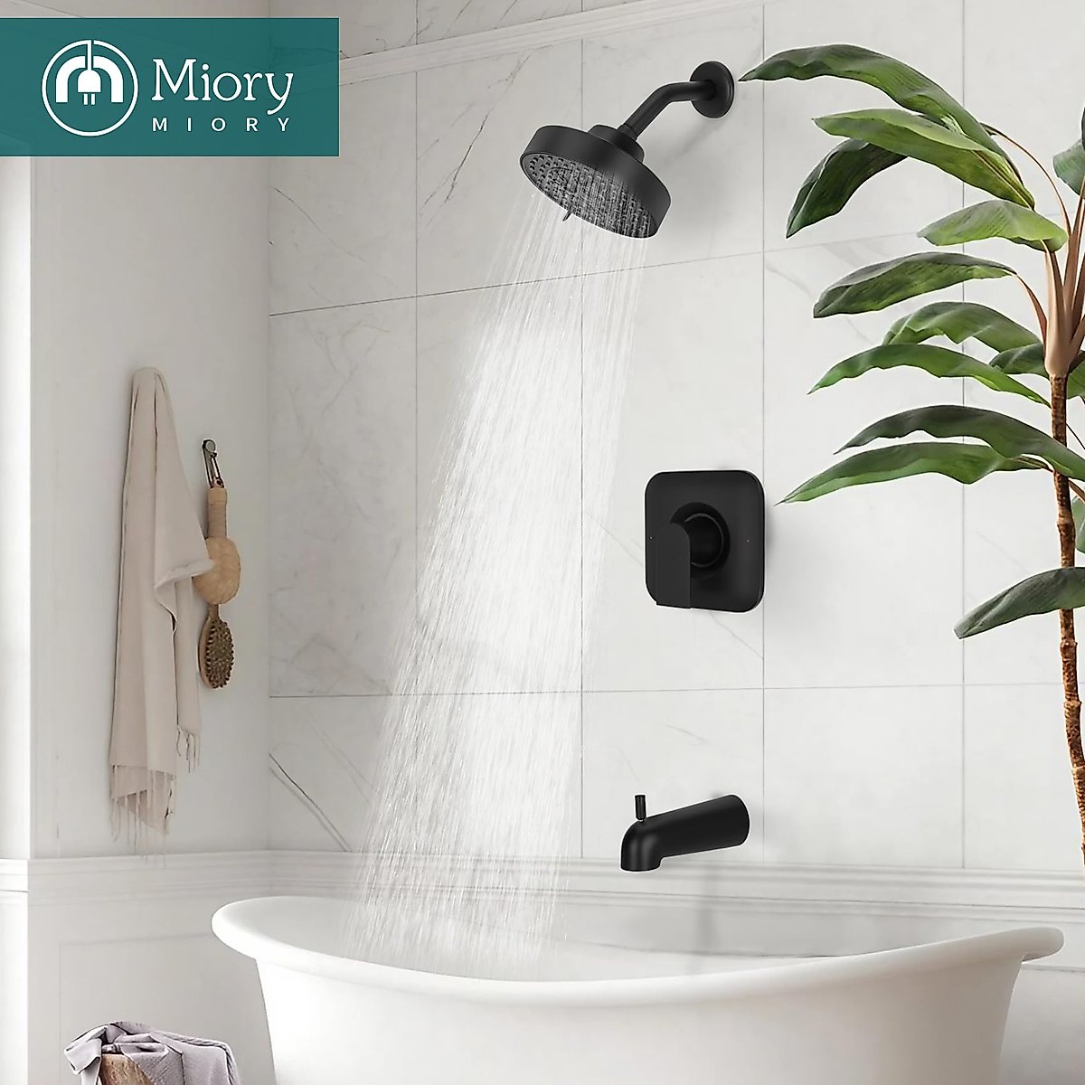 T2471BL Genta Matte Black Shower Handle Compatible with Moen T2471BL LX Posi-Temp Valve Trim Kit, Non-Corrosion, Easy to Install(POS-Temp Valve Required)