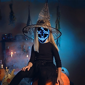 Halloween LED Mask Light Up Mask Glow in The Dark Cosplay EL Wire Halloween Festival Party Supplies for Adults (blue)
