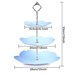Cupcake Stand,2 Pack of 3-Tier Flower Dessert Plates Mini Cakes Fruit Candy Display Tower Cookie Tray Rack Candy Buffet Holder Cake Stand Cardboard Cupcake Stand Tiered Serving Stand (Style 1)