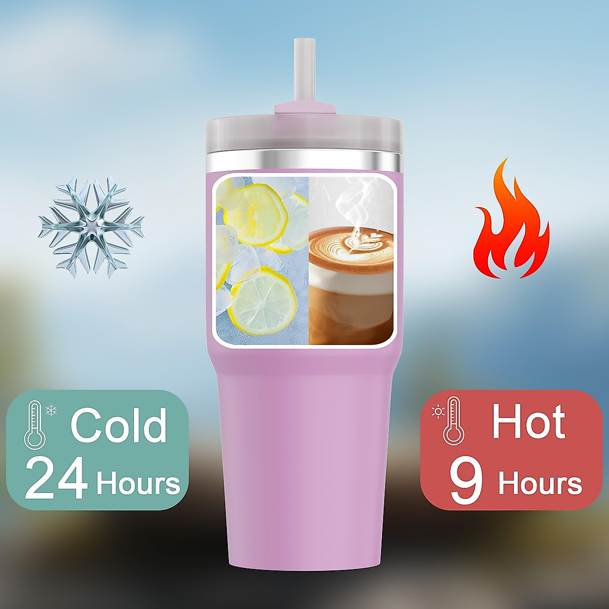 YOUEXPERT 14 oz Tumbler with Straw, Insulated Tumblers with Lid and Straw, 14 oz Cup Stainless Steel Mini Outdoor Sports Travel Tumblers - Pomelo