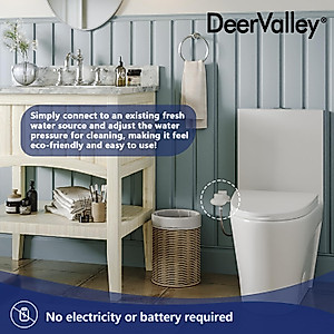 DeerValley DV-1B0095 Non-Electric Toilet Bidet Attachment System with Dual Nozzles,Adjustable Water Pressure, Rear and Feminine Wash,White