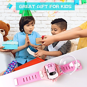 Fanxbox Mini Watch Remote Control Car Toy, 2.4 GHz Watch Remote Control Car for Kids Watch Cars Toy Gift for Boys and Girls(Pink)