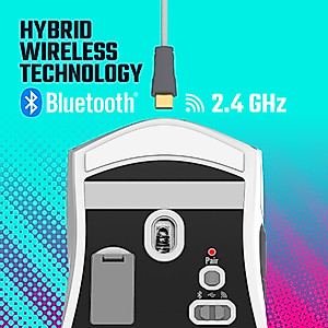 Cooler Master MM712 Wireless Gaming Mouse White with Adjustable 19,000 DPI, 2.4GHz and Bluetooth, Ultraweave Cable, PTFE Feet, RGB Lighting and MasterPlus+ Software