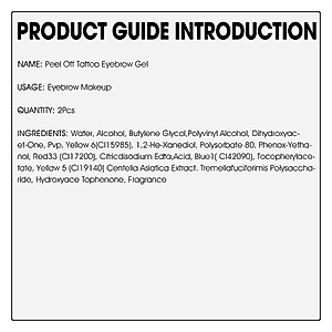 LOKFAR 2 Pcs Natural Eye-Brow Gel Long-Lasting Waterproof Peel Off Tattoo Brow Makeup, For All Types of Eyebrows (Brown)