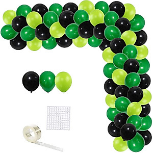 Green Black Balloon Garland Arch Kit - 122PCS Video Game Party Supplies Lime Green Black Balloons for Boy Soccer Football Video Gamer Miner Birthday Baby Shower Graduation Party Decors