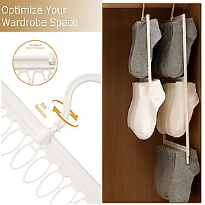 2-Pack Socks Drying Rack with 34 Clips Each, Space-Saving Hanger for Drying Socks and Underwear (2 Tier)