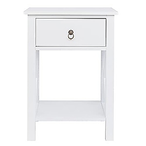 MJWDP Three Colors 40x30x55cm Side Intersection Style Bedside Table Coffee Table Nightstand with Two-Layer Drawer (Color : D)