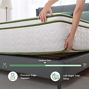 Novilla Queen Size Mattress 10 Inch Hybrid Mattress with Memory Foam & Pocketed Coil for Durable Support & Motion IsolationMedium Soft Queen Mattress in a Box Amenity