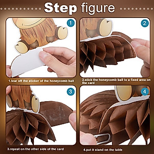 Kosiz 8 Pcs Highland Cow Honeycomb Centerpieces Cow Table Topper Cow Theme Honeycomb Centerpieces for Baby Shower Western Cowboy Kids Birthday Party Decorations