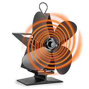 4-Blade Heat Powered Stove Fan, Fireplace Fan with Designed Silent Operation Circulating Warm Air Saving Fuel Efficiently for Home/Wood/Log Burner/Fireplace