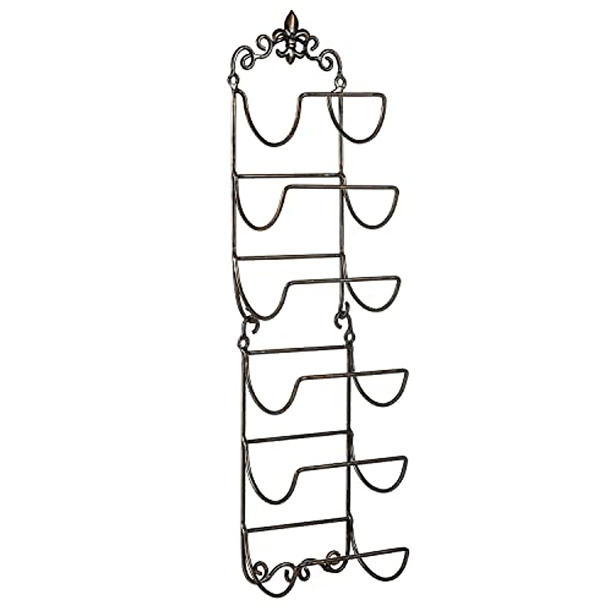 Rustic Metal Towel Rack Wall Mounted with Fleur de Lis, 6-Tier Solid Wrought Iron Towel Holder,Towel/Wine Rack Holder, Racks for Bathroom,Hand Towels,Wine Bottles,Yoga Mats Storage