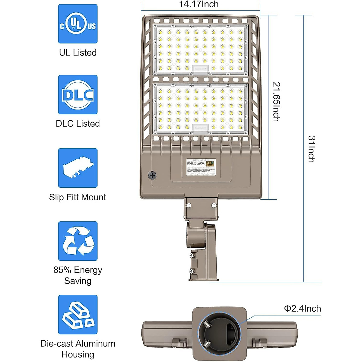 KUKUPPO 10 Pack 400W LED Parking Lot Light 60,000LM, DLC UL Listed Industrial Grade LED Shoebox Parking Pole Light 5000K IP65 Waterproof with Slip Fitter 110V 120V