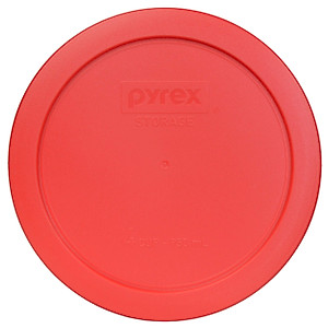 Pyrex 7201-PC Round Red 6.5" 4 Cup Lid for Glass Bowl 4 Pack