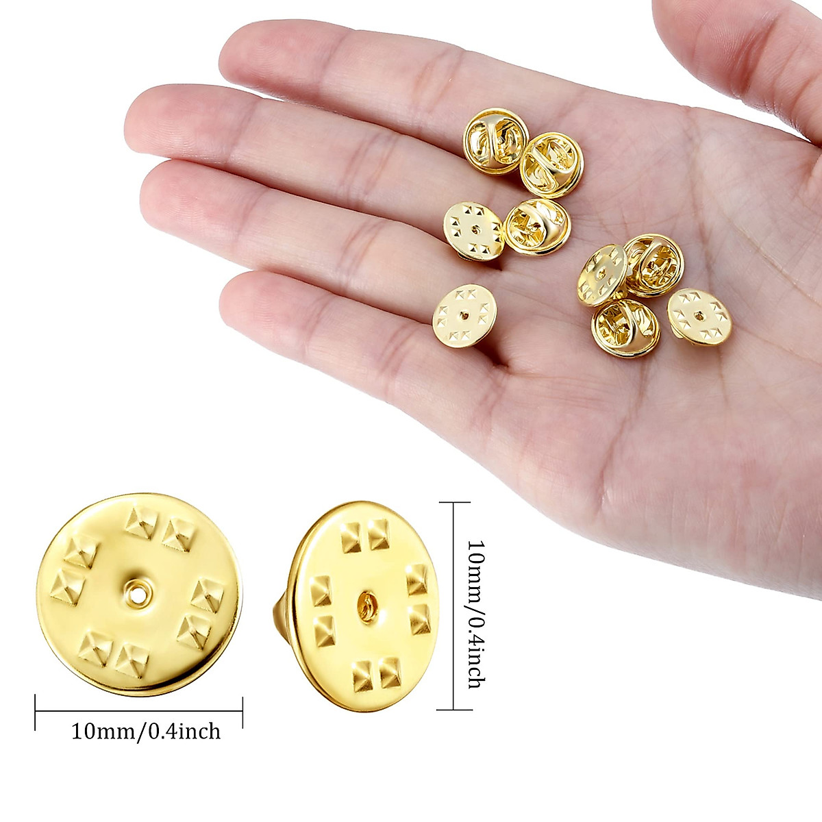 Brass Clutch Badge Insignia Clutches Pin Backs Replacement (Gold, 50 Pieces)