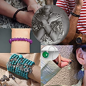 AIFNIY 570PCS Glass Beads for Jewelry Making 8mm Turquoise 24 Colors Crystal Beads Bracelet Making Kit Loose Round Gemstone Stone Spacer Chakra Energy Healing Beads Bulk DIY Crafts (Kit A)