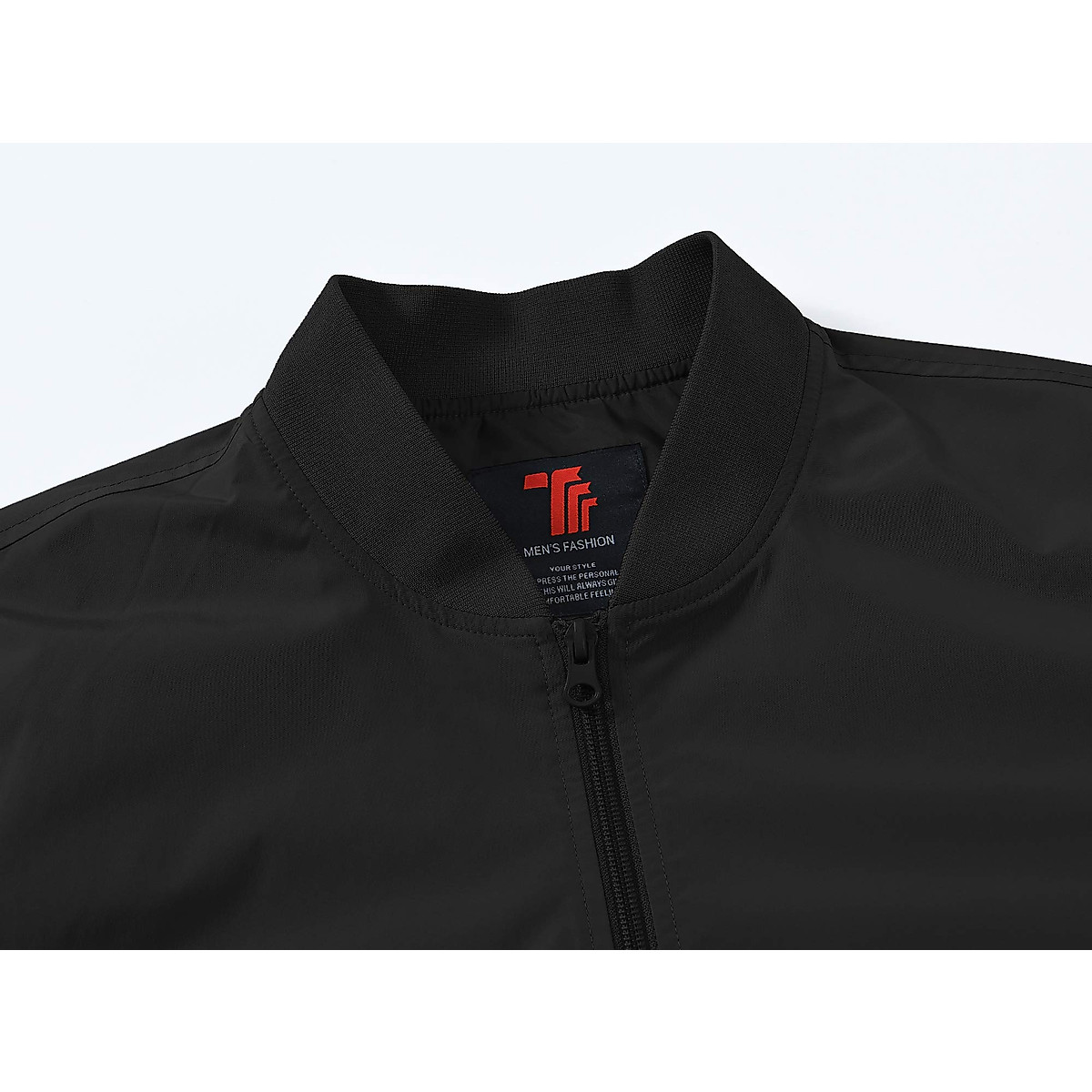 TBMPOY Men's Lightweight Bomber Jackets for Men Windproof Windbreaker Jacket Track Spring Casual Jackets Outdoor Coat Black L