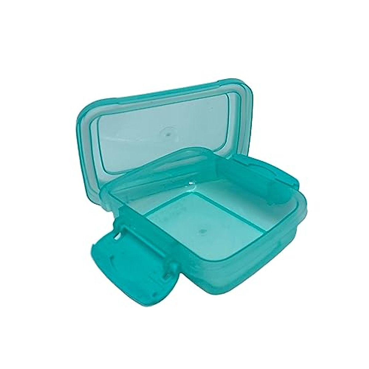 CLRA Set of 6 Plastic Snack Containers with Lock-Top Lids Mini Small Snap Lock Storage Containers 3 White & 3 Turquoise with BONUS Aolani Gift.