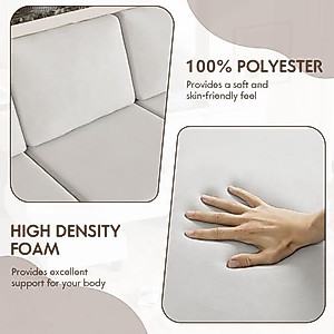 Shahoo Sectional Couch Living Room Sets Chenille Fabric U-Shaped Sofa with Double Chaises, White